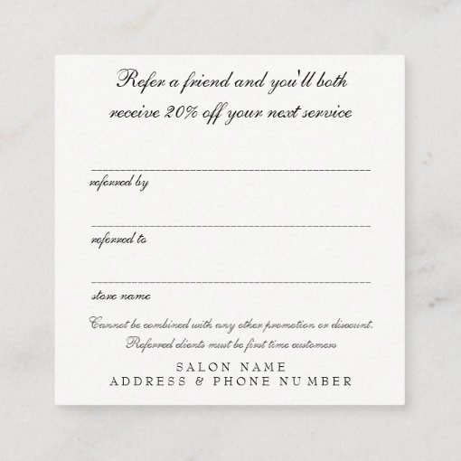 Vintage Refer a Friend Referral Salon Client Cards | Zazzle