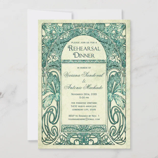 Vintage Rehearsal Dinner Invitations Turquoise | Zazzle