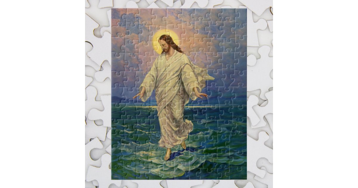 Vintage Religion, Jesus Christ is Walking on Water Jigsaw Puzzle | Zazzle
