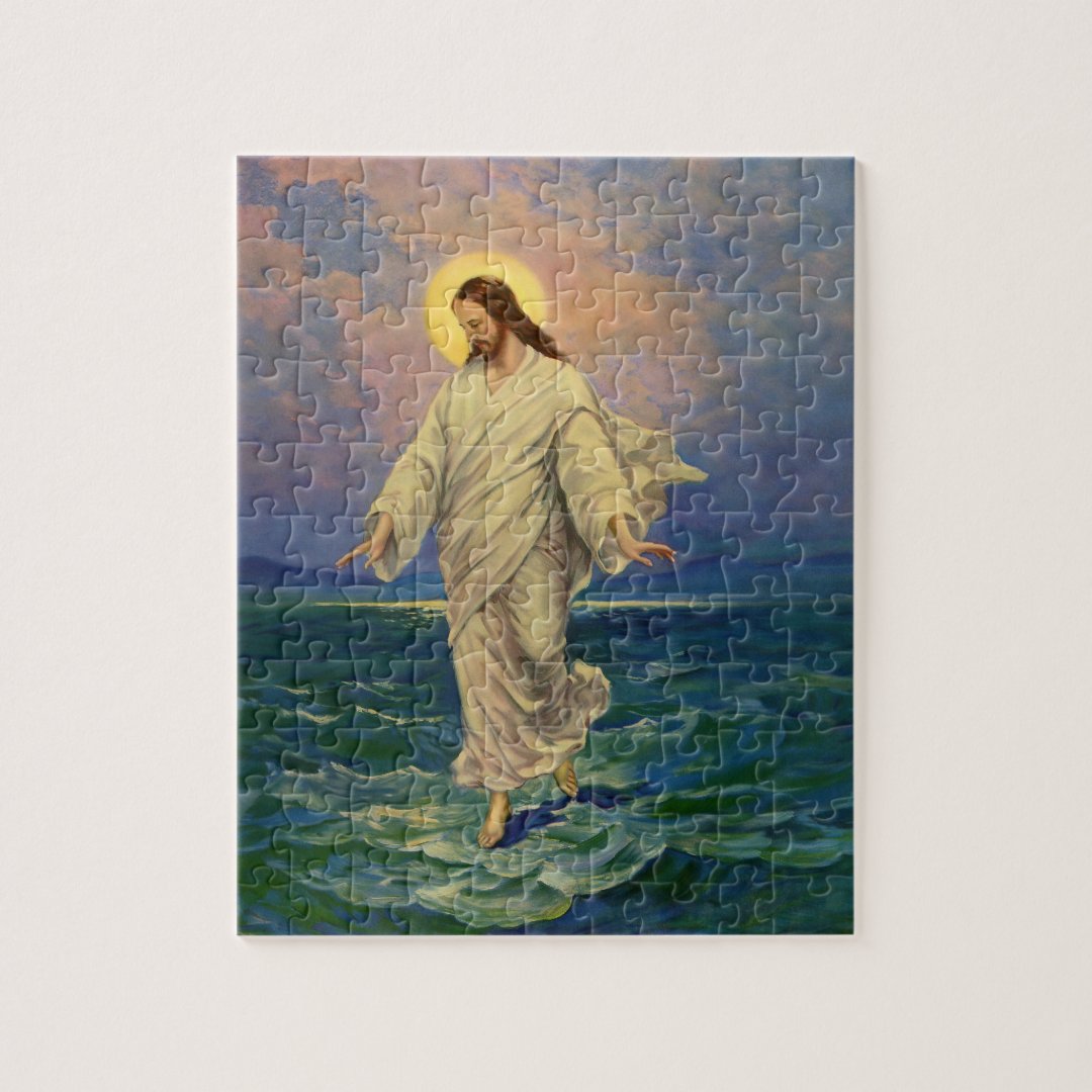Vintage Religion, Jesus Christ is Walking on Water Jigsaw Puzzle | Zazzle