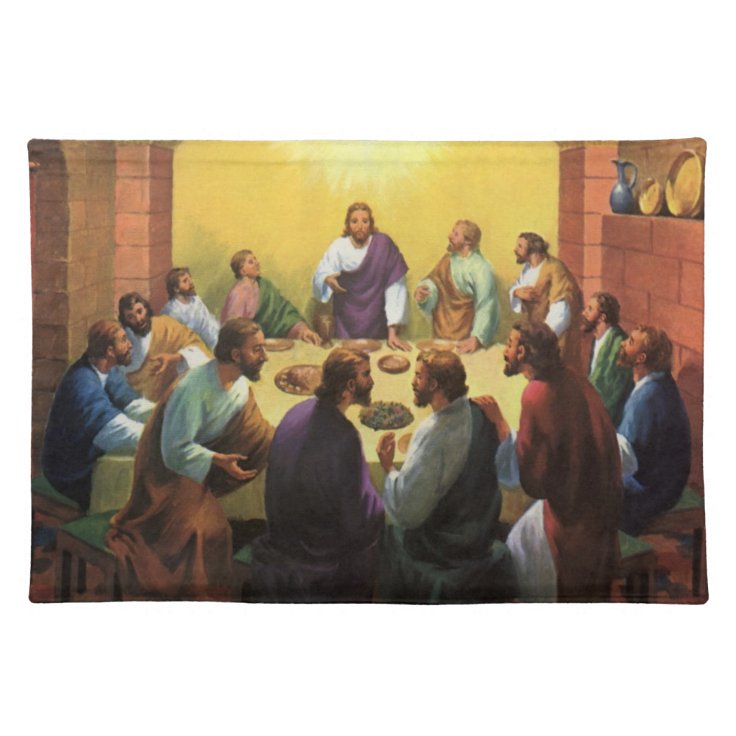 Vintage Religion, Last Supper with Jesus Christ Cloth Placemat | Zazzle