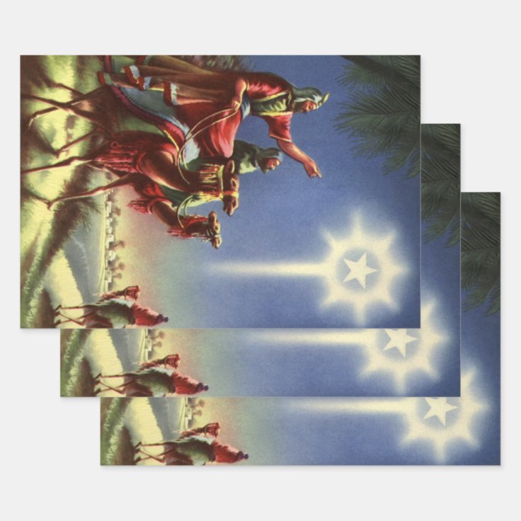 Vintage Religion, Wise Men with Star of Bethlehem Wrapping Paper Sheets ...