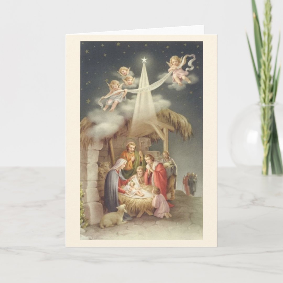 Vintage Religious Christmas Nativity Greeting Card | Zazzle