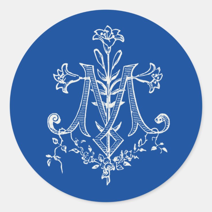 Vintage Religious Virgin Mary Marian Cross Classic Round Sticker | Zazzle