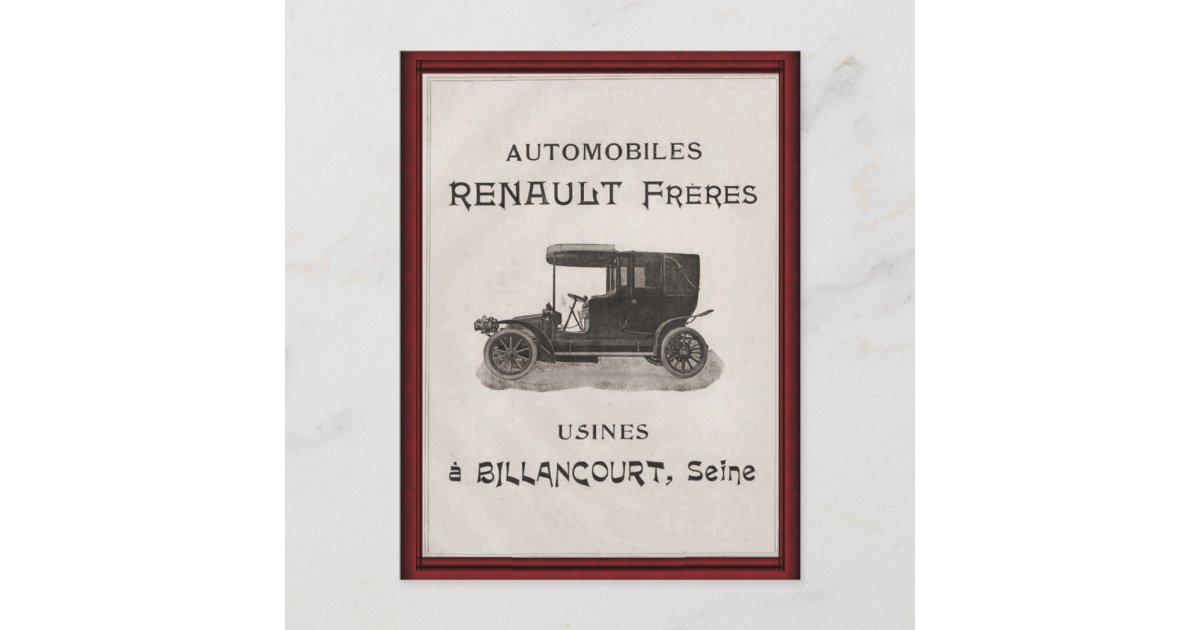 Vintage REnault Automobile poster Postcard | Zazzle