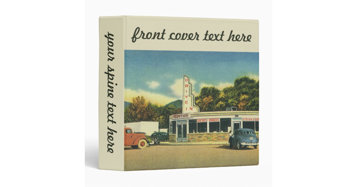 Vintage Restaurant, 50s Drive In Diner and Cars Binder | Zazzle