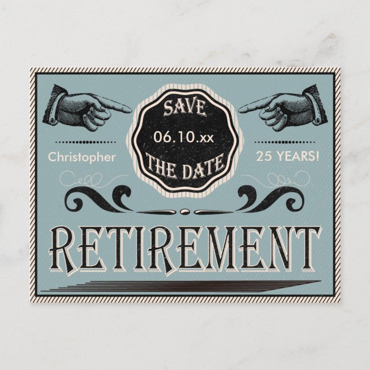 Vintage Retirement Party Save The Date Announcement Postcard | Zazzle