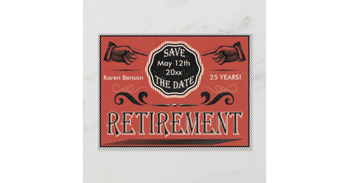 Vintage Retirement Save The Date Announcement Postcard Zazzle Vintage Retirement Save The Date Announcement Postcard Zazzle
