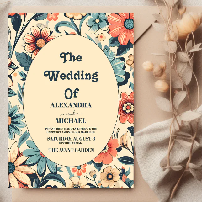 Vintage Retro 70s Wedding Invitation | Zazzle