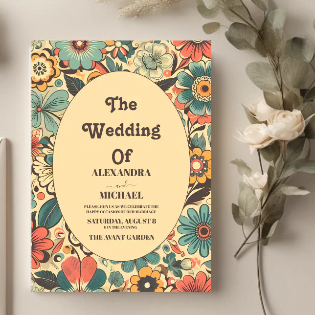 Vintage Retro 70s Wedding Invitation | Zazzle