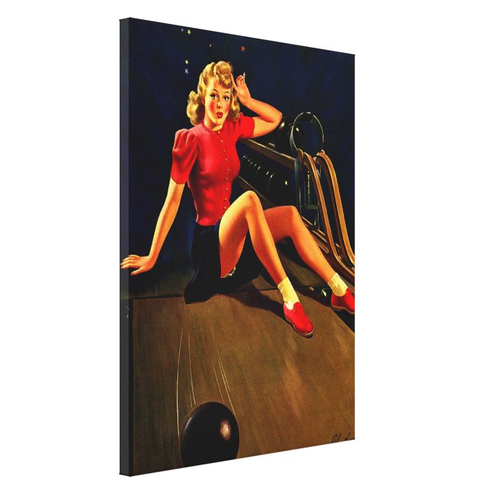 Vintage Retro Al Buell Bowling Pin-up Girl Canvas Print | Zazzle.com