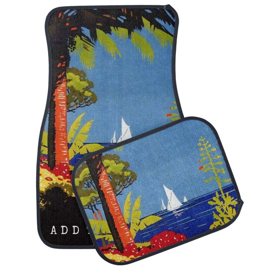 Vintage Retro Art Deco Tropical Island Custom Car Mat | Zazzle