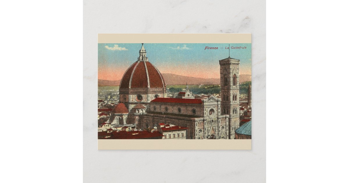 Vintage Retro Art Florence Italy Italia Cathedral Postcard | Zazzle