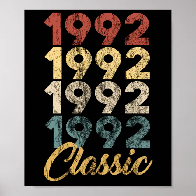 Vintage Retro Born In 1992 27th Birthday Gift Poster | Zazzle