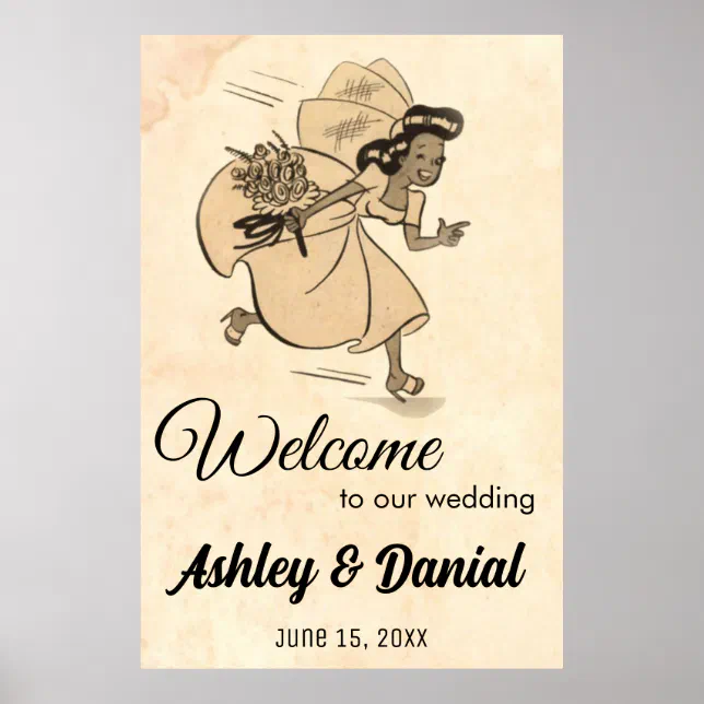 Vintage Retro Bride Funny Classic Welcome Wedding Poster | Zazzle