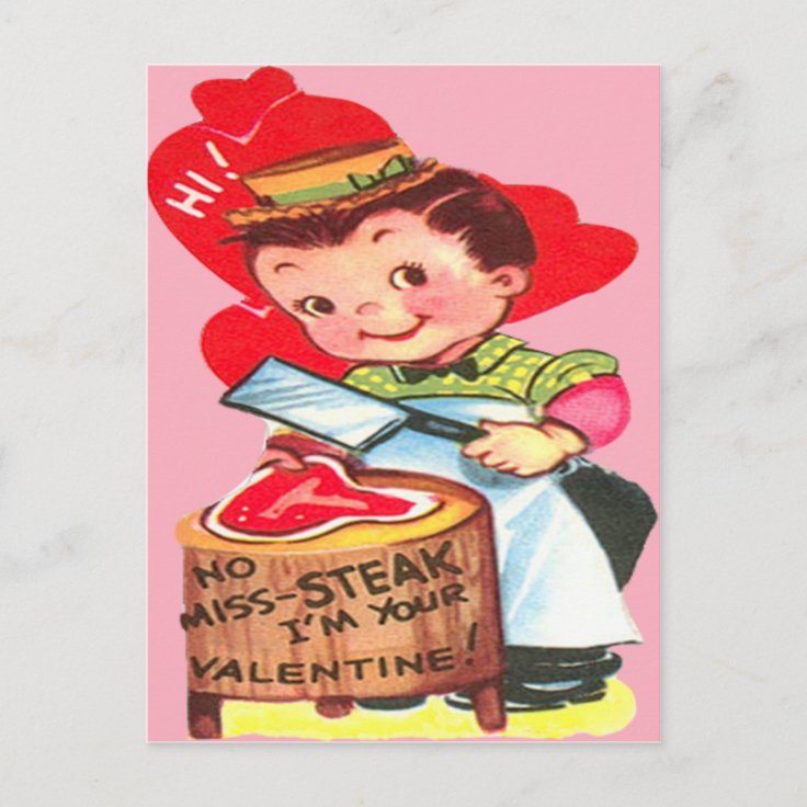 Vintage Retro Butcher Valentine Card | Zazzle