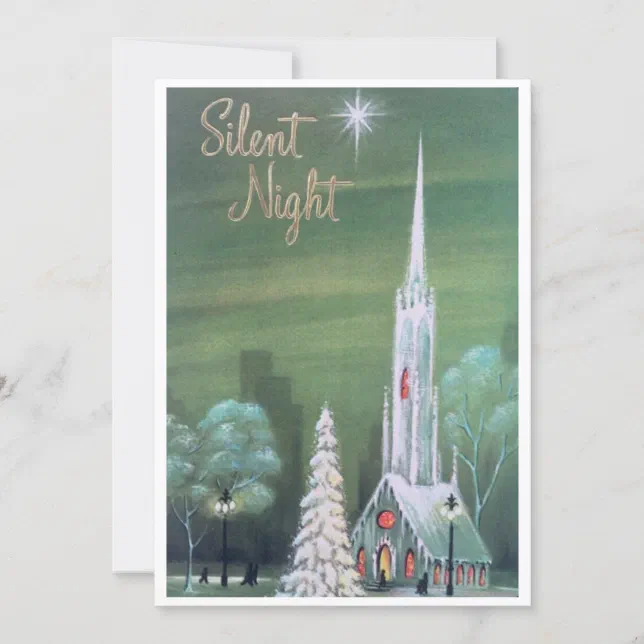Vintage Retro Christmas Church Winter Holiday Card | Zazzle