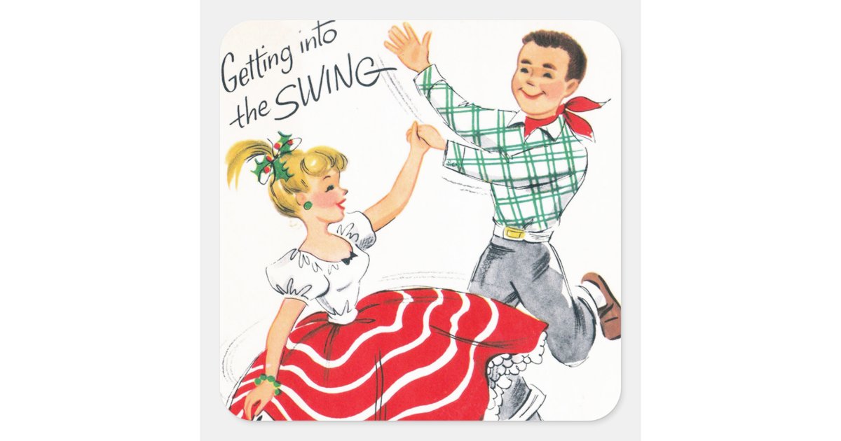 Vintage retro Christmas dance party sticker | Zazzle.com