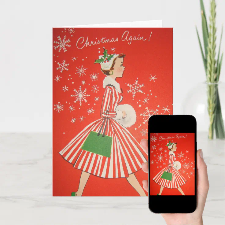 Vintage Retro Christmas Greeting Card | Zazzle