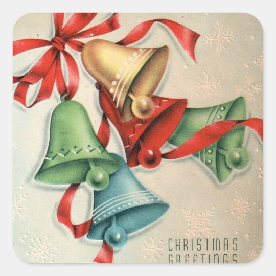 Vintage retro Christmas Holiday bells sticker | Zazzle.com
