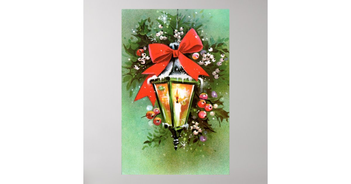 Vintage retro Christmas Holiday home decor poster | Zazzle