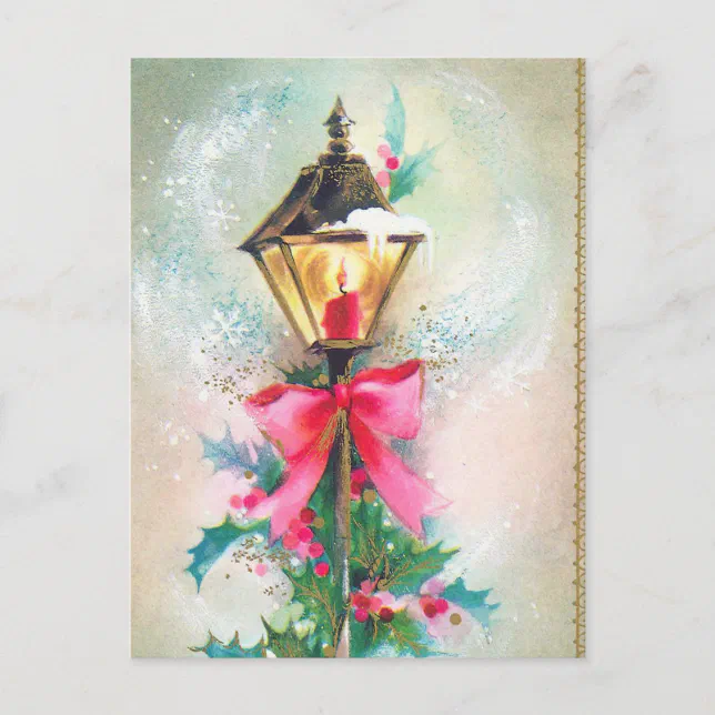 Vintage retro Christmas Holiday light postcard | Zazzle