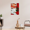 Vintage retro Christmas Holiday Santa poster | Zazzle