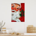 Vintage retro Christmas Holiday Santa poster | Zazzle