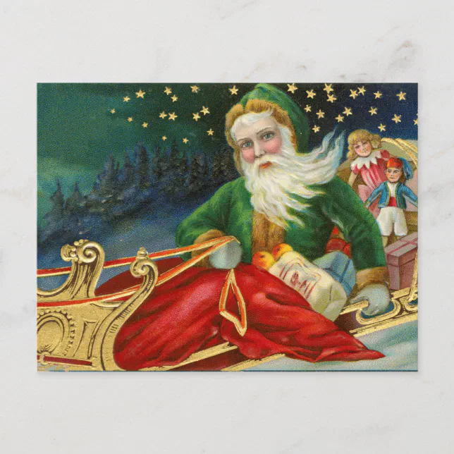 Vintage Retro Christmas Santa Claus Postcard | Zazzle