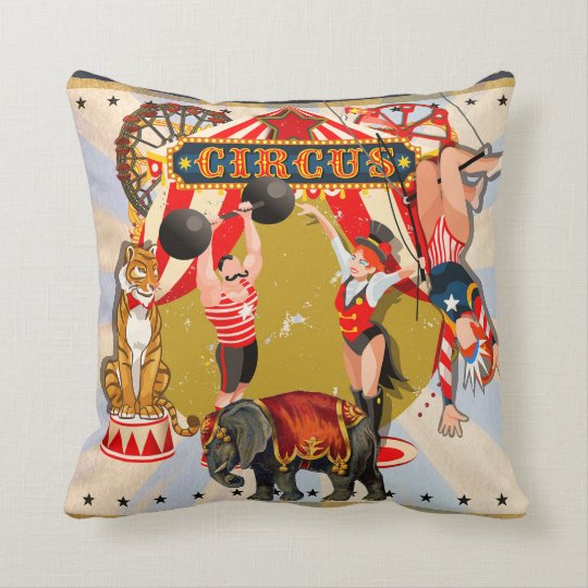 Vintage Retro Circus Throw Pillow | Zazzle.com