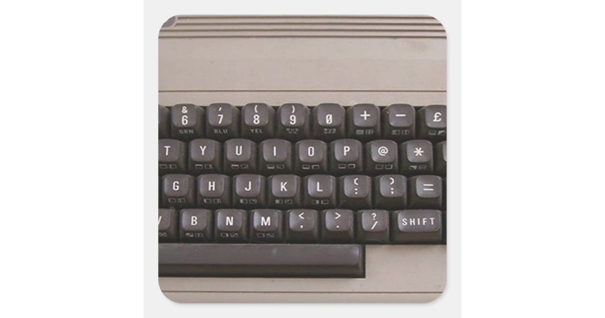 Vintage Retro Computer Keyboard ? Square Sticker | Zazzle