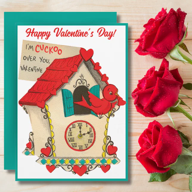 Vintage Retro Cuckoo Over You Custom Valentine Holiday Card | Zazzle