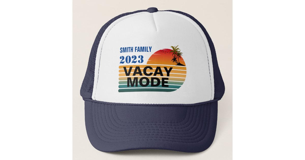 VINTAGE RETRO CUSTOM FAMILY VACAY MODE TRUCKER HAT | Zazzle