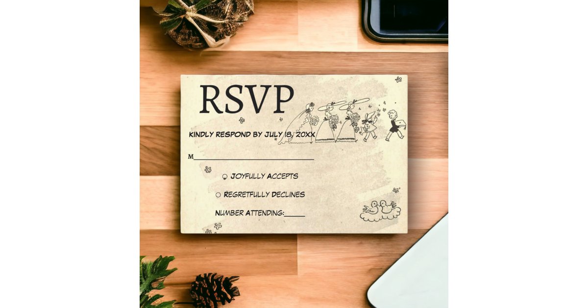 Vintage Retro Elegant Ceremony Old Rustic Wedding RSVP Card | Zazzle