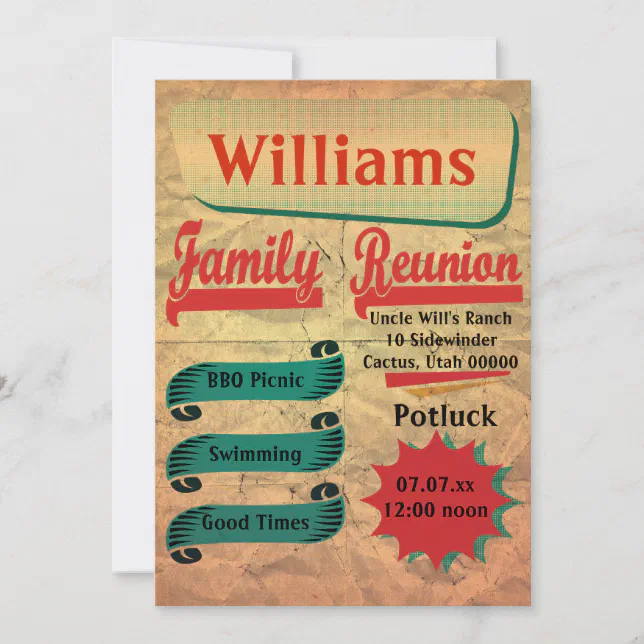 Vintage Retro Family Reunion Invitation | Zazzle