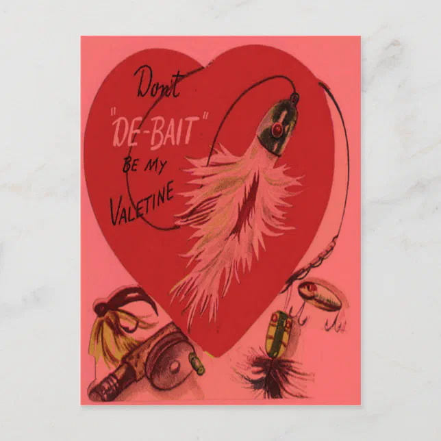 Vintage Retro Fishing Lure Valentine Card | Zazzle