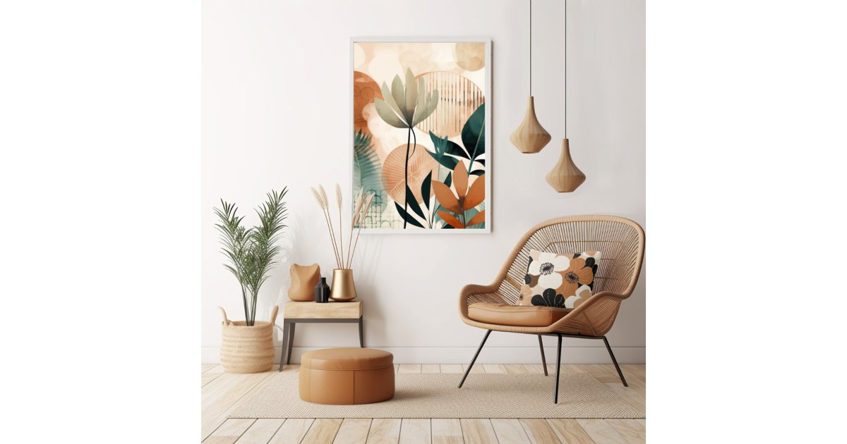 Vintage Retro Floral Mid Century Modern Poster | Zazzle