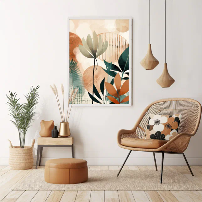 Vintage Retro Floral Mid Century Modern Poster | Zazzle