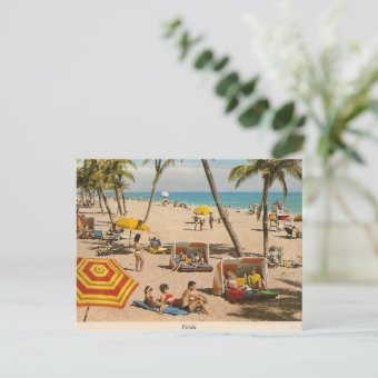 Vintage Retro Florida Beach Travel Postcard | Zazzle