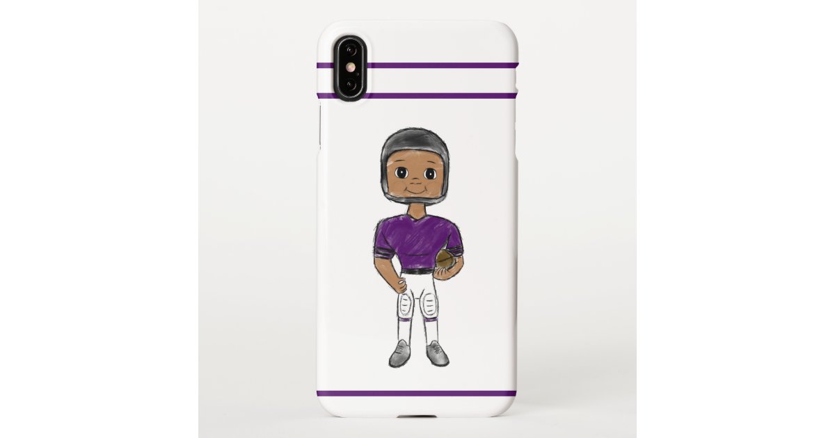 vintage retro football player purple black simple iPhone case | Zazzle