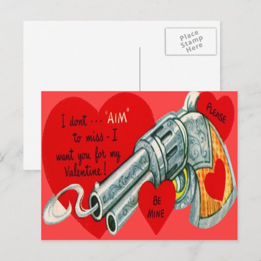 Vintage Retro Gun Valentine Card | Zazzle