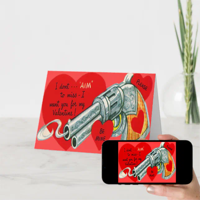 Vintage Retro Gun Valentine Card | Zazzle