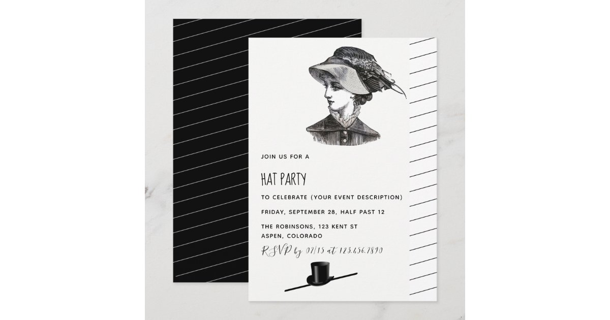 Vintage Retro Hat Party Invitation | Zazzle
