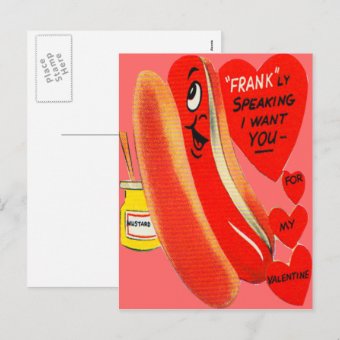Vintage Retro Hot Dog Valentine Card | Zazzle