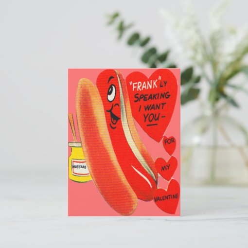 Vintage Retro Hot Dog Valentine Card | Zazzle