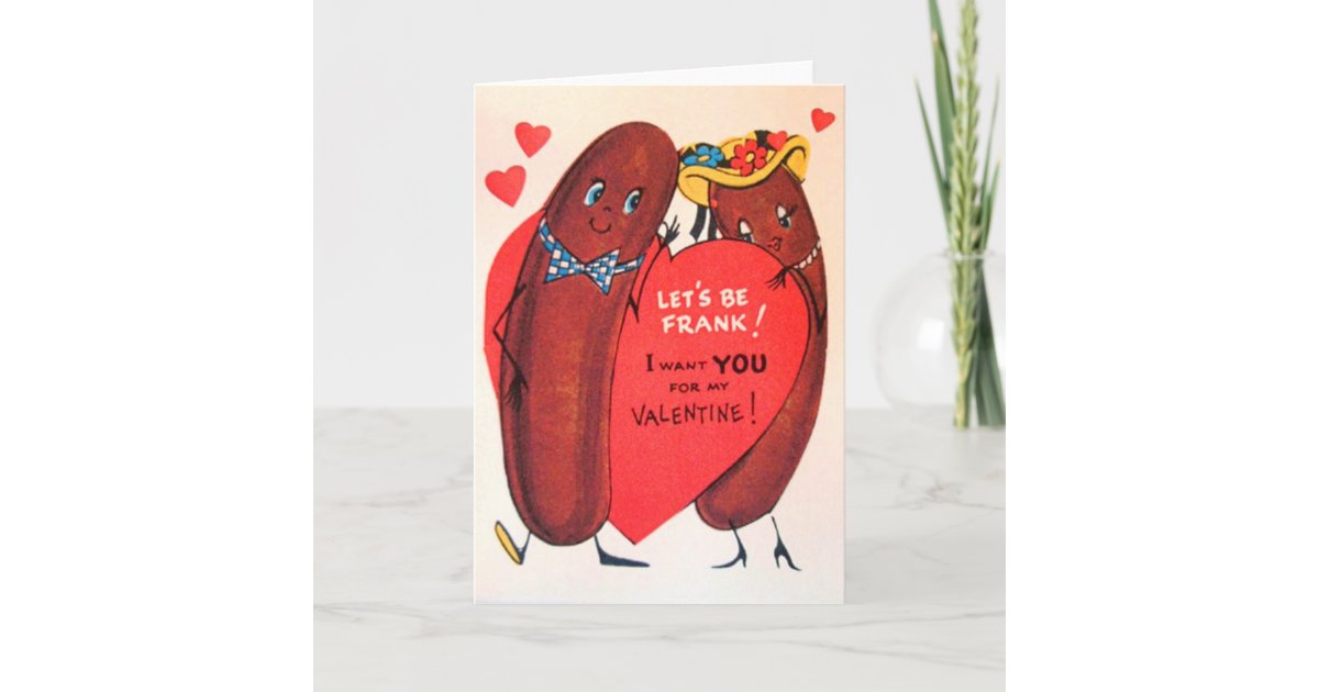 Vintage Retro Hot Dog Valentine Holiday Card | Zazzle