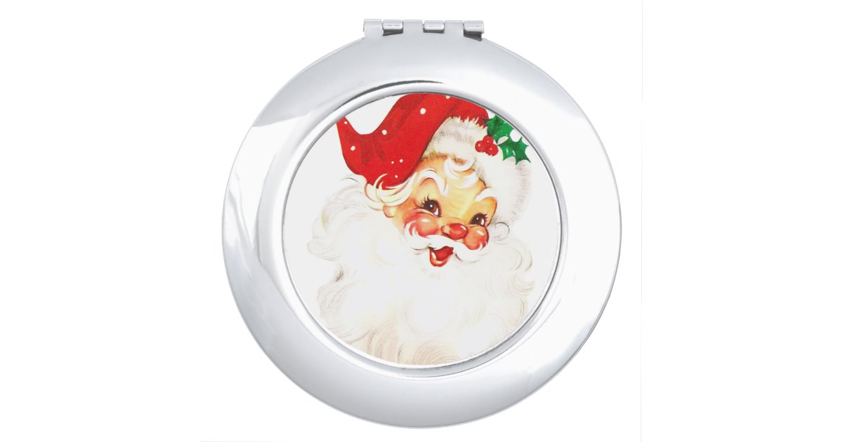 Vintage Retro Jolly Old Santa Claus Christmas Compact Mirror | Zazzle