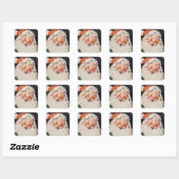 Vintage Retro Jolly Old Santa Claus Christmas Square Sticker | Zazzle