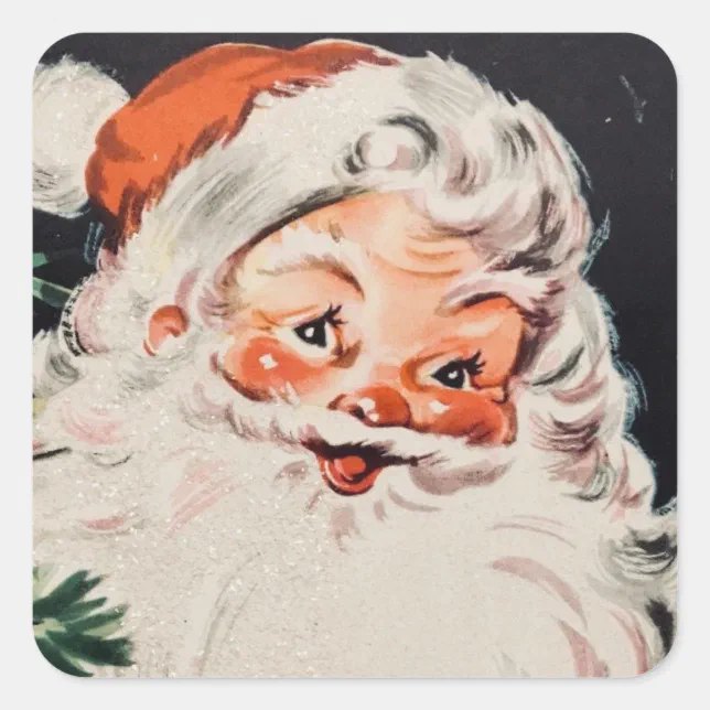 Vintage Retro Jolly Old Santa Claus Christmas Square Sticker | Zazzle