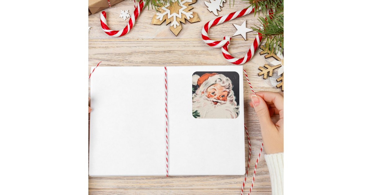 Vintage Retro Jolly Old Santa Claus Christmas Square Sticker | Zazzle